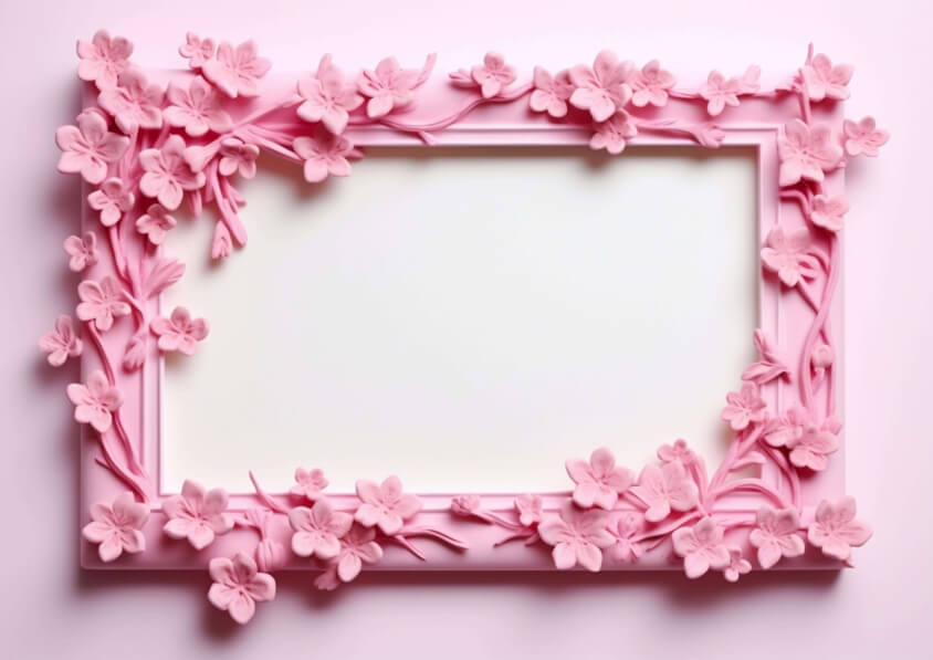 Download Pink Picture Frame with Flowers on Pink Background Backgrounds ...