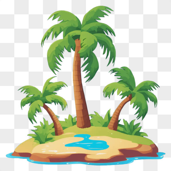 Download Tropical Island with Palm Trees and Lake Cartoons Online ...