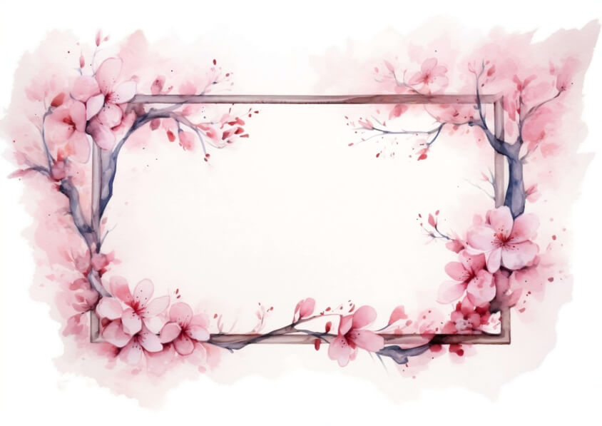 Download Pink Cherry Blossom Watercolor Frame Backgrounds Online ...