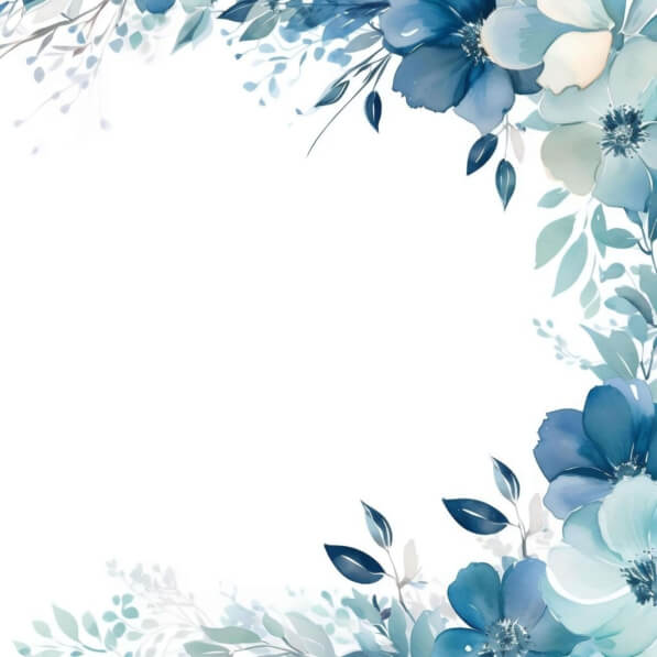 Download Blue Floral Frame with White Leaves and Flowers Backgrounds ...