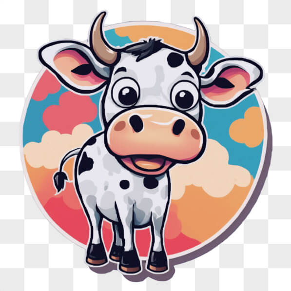 Download Cartoon Cow Standing in Colorful Circle Background Cartoons ...