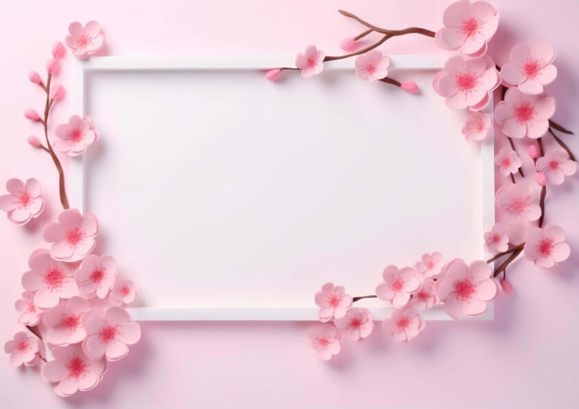 Download Pink Paper Frame with Cherry Blossoms Background Backgrounds ...