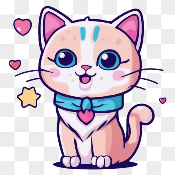 Descarga Lindo Gato de Dibujos Animados con Ojos Azules y Orejas Rosadas Cartoons En Línea ...