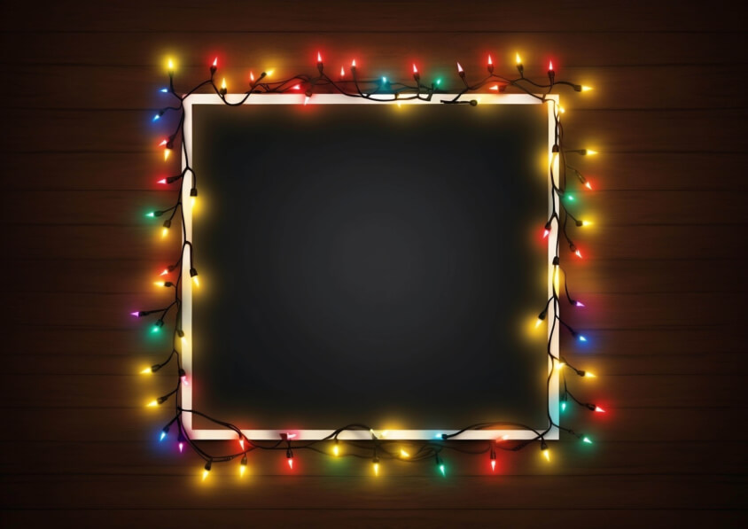 Download Colorful Christmas Lights Wooden Frame Backgrounds Online ...