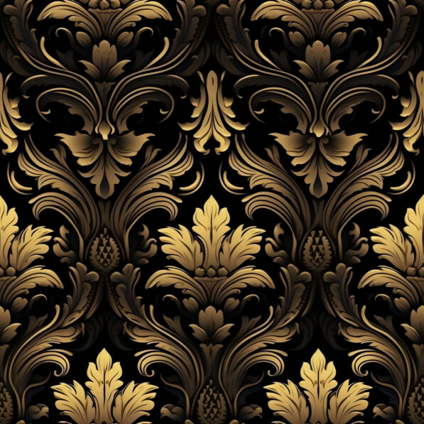 Download Black and Gold Damask Wallpaper with Ornate Floral Pattern ...