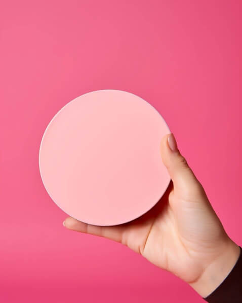 Download Hand holding an empty pink circular object on a pink ...