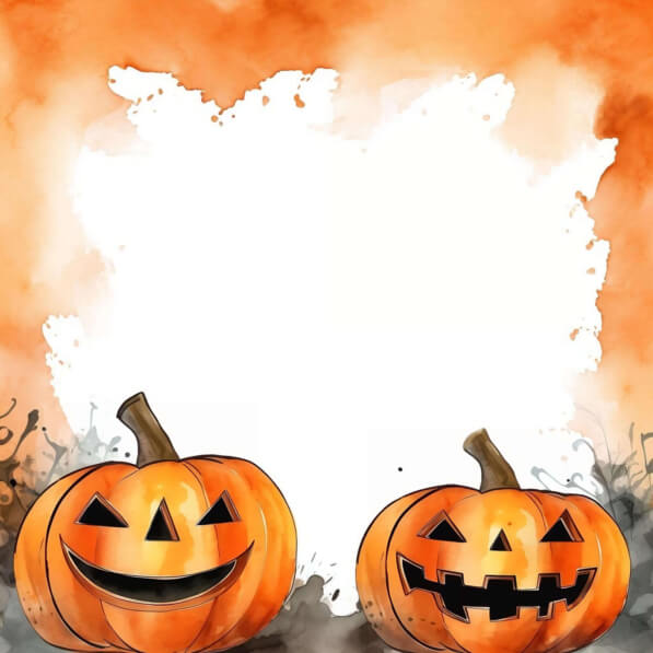 Download Halloween Pumpkins on Orange Background with Watercolor Splash ...
