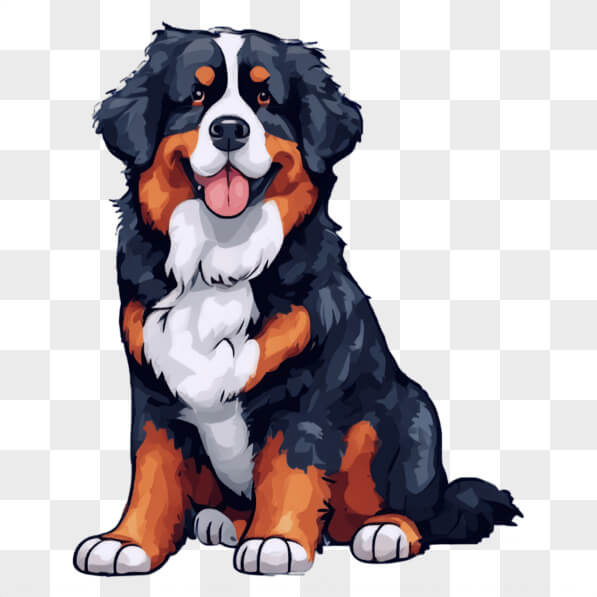 Download Happy Bernese Mountain Dog on Black Background Cartoons Online ...