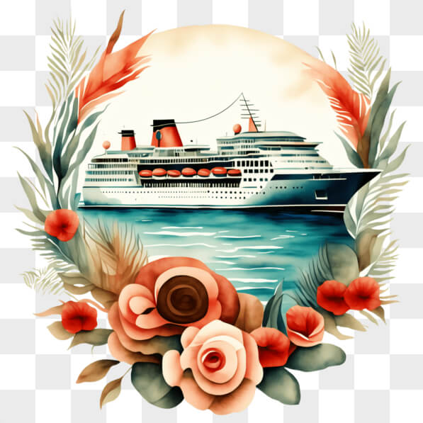 Download Large Cruise Ship Surrounded by Roses and Floral Decor PNGs ...