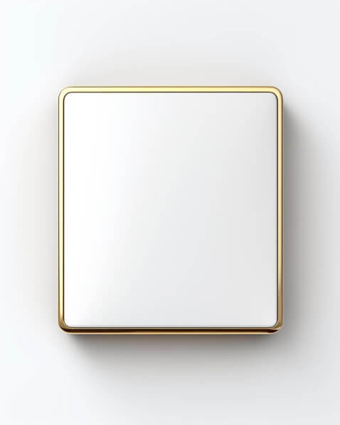 Download White Square Light Switch with Gold Frame on White Background ...