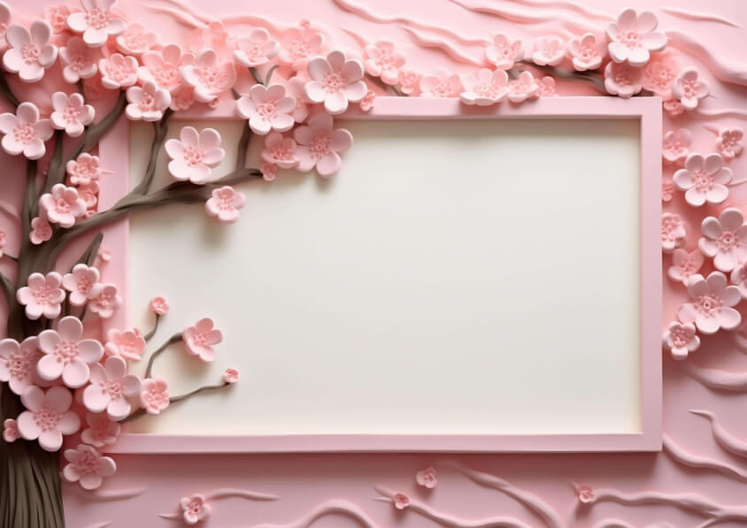 Download Pink Frame with Cherry Blossom Tree Design Backgrounds Online ...