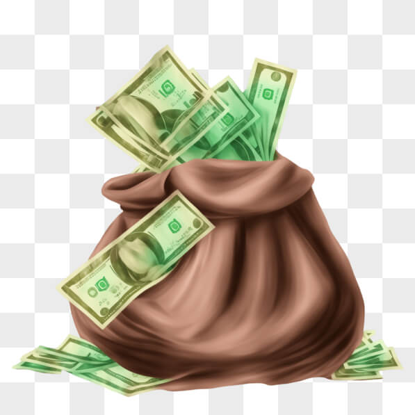 Download Brown Money Bag Overflowing with Cash PNGs Online - Creative ...