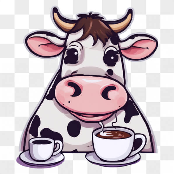 Download Happy Cartoon Cow Enjoying Coffee Cartoons Online - Creative ...