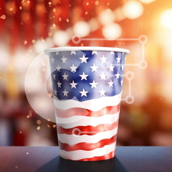 Patriotic American Flag-themed Paper Cup stock photo | Creative Fabrica