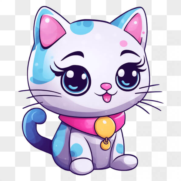 Download Cartoon Cat with Big Blue Eyes and Pink Collar Cartoons Online ...