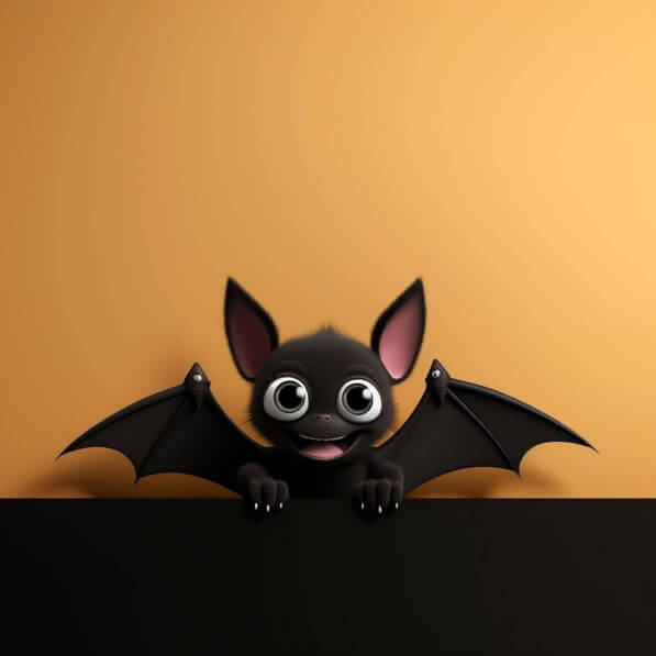 Download Cute 3D Black Bat Peeking Out from Orange Background ...