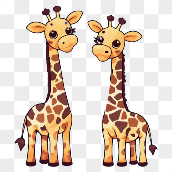 Download Two Giraffes Standing Together on a Black Background Cartoons ...