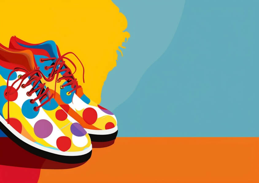 Download Colorful Polka Dot Shoes on Orange Background Backgrounds ...