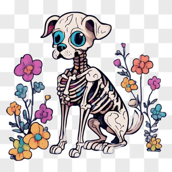 Download Skeleton Dog in Colorful Flower Garden Cartoons Online ...