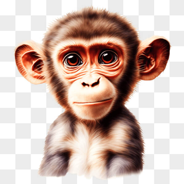 Download Cute Brown Monkey with Big Eyes PNGs Online - Creative Fabrica