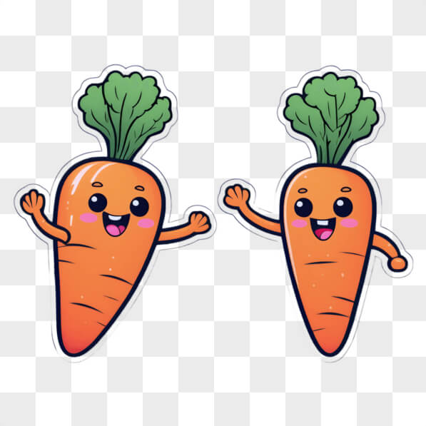 Download Smiling and Waving Cartoon Carrot Stickers on Black Background ...