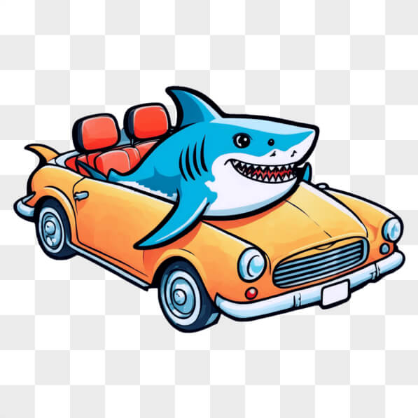 Download Cartoon Shark in Orange Convertible Car Cartoons Online ...