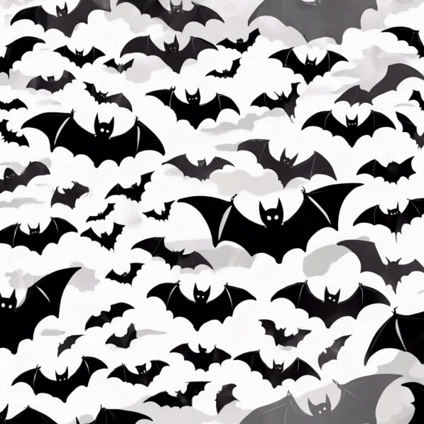 Download Seamless Pattern of Black and White Bats Flying in the Sky ...