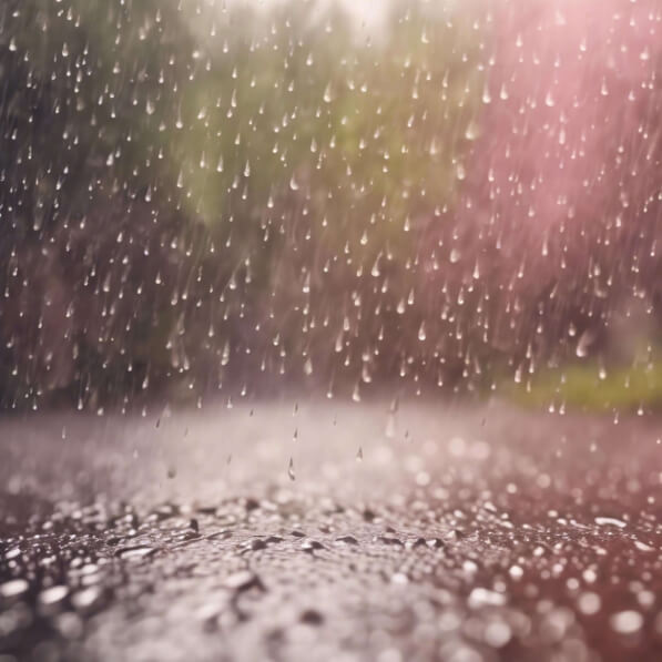 Download Close-up of Raindrops Falling on the Road with Trees in the ...