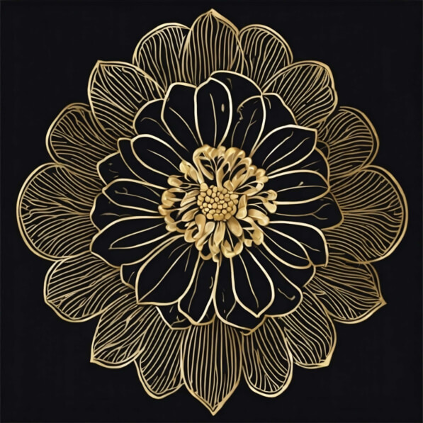 Download Elegant Gold Flower on Black Background Backgrounds Online ...