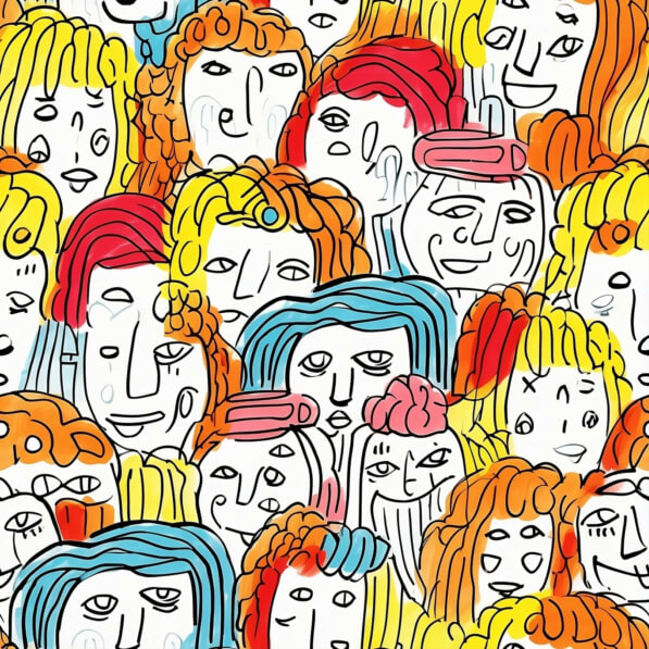 Download Hand-drawn Cartoon Crowd Illustration with Various Expressions ...