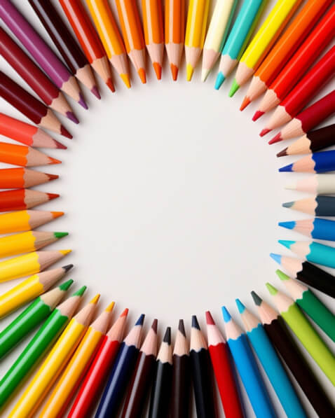 Download Colorful Colored Pencils Arranged in an Upside-Down Circle ...