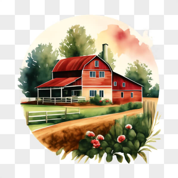 Download Charming Red Barn Surrounded by Nature PNG Online - Creative ...