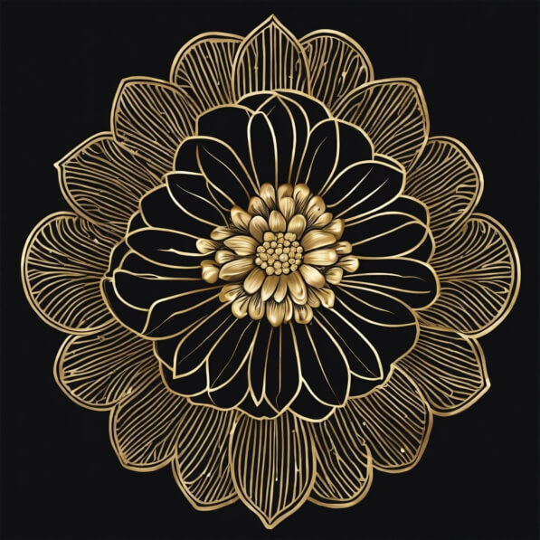 Download Intricate Gold Flower Design on Black Background Backgrounds ...