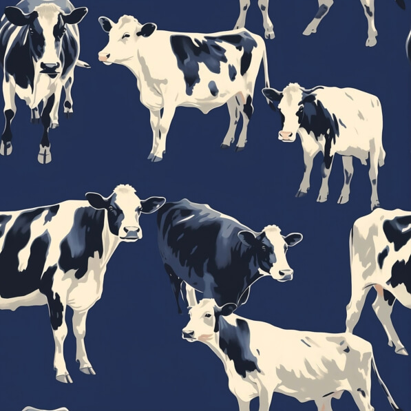 Download Seamless pattern of black and white cows on blue background ...