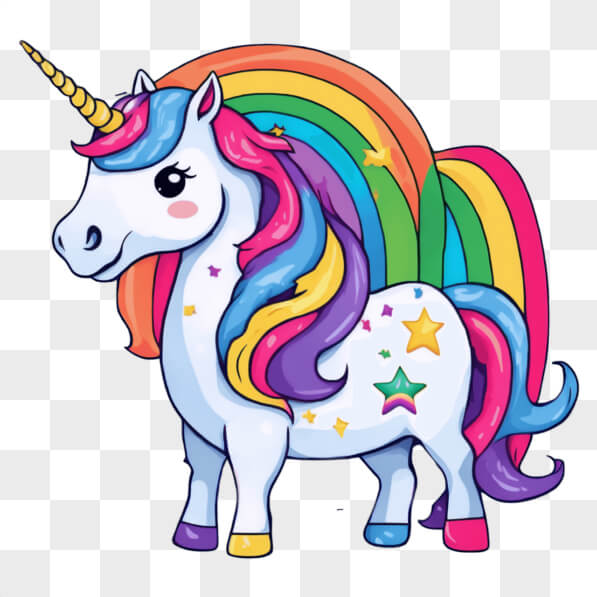 Download Cartoon Unicorn with Colorful Mane and Tail Cartoons Online ...