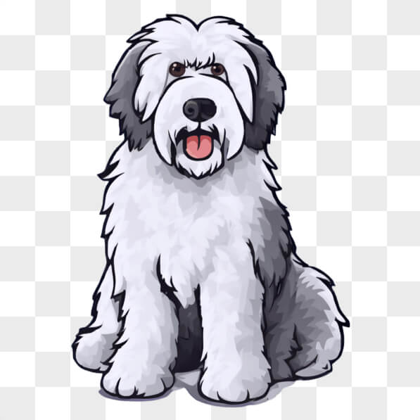 Download English Sheepdog sitting with tongue out Cartoons Online ...