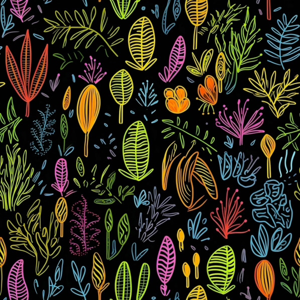 Download Colorful Hand-Drawn Leaf and Plant Pattern Patterns Online ...
