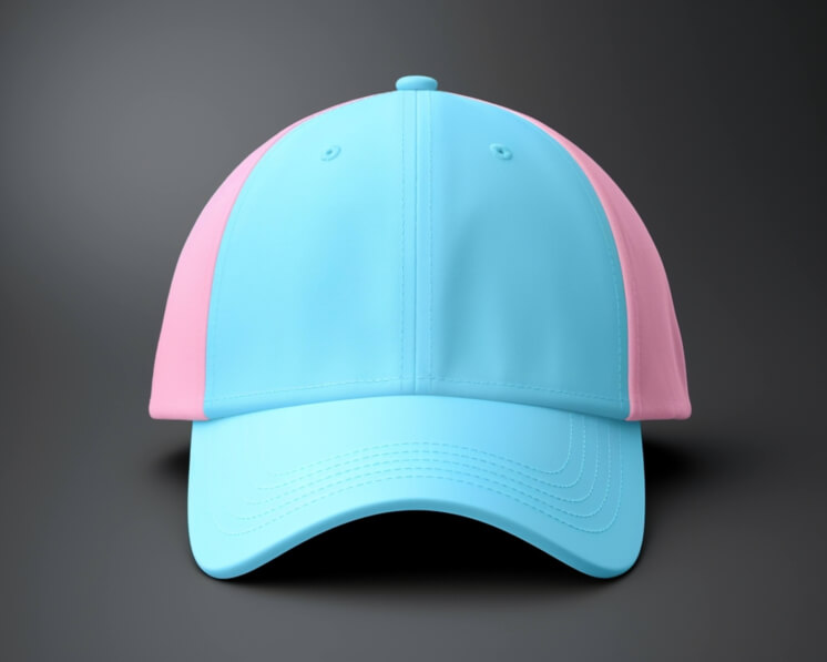 Download Blue, Pink, and Blue Baseball Cap on Black Background Mockups ...