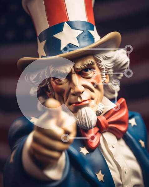 Statua di Uncle Sam che indica per il Giorno dell'Indipendenza foto ...