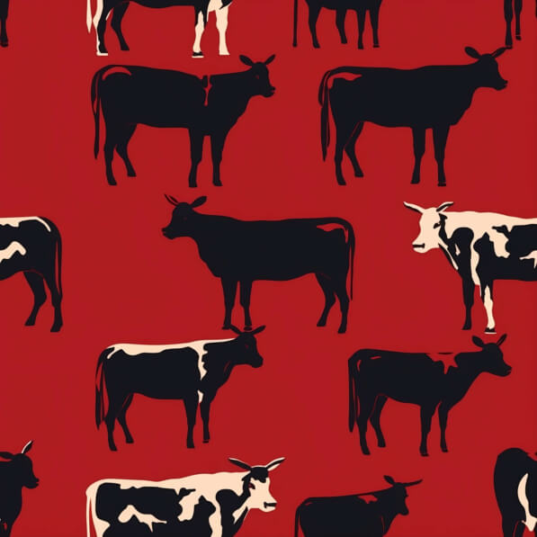 Download Seamless Black and White Cow Pattern on Red Background ...