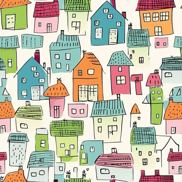 Download Colorful Hand-Drawn Houses Pattern for Decoration Patterns ...