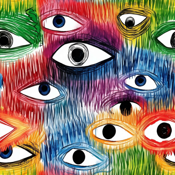 Download Colorful Drawing of Many Eyeballs in Various Colors and ...