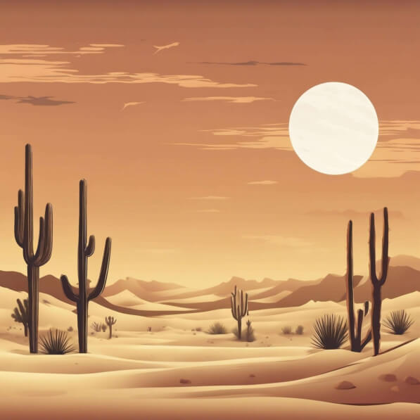 Download Desert Landscape with Saguaro Cactus and Full Moon Backgrounds ...