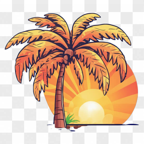 Download Palm Tree Sunset in Idyllic Tropical Setting Cartoons Online ...