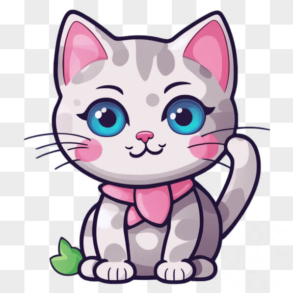 Download Grey and White Cat with Blue Eyes and Pink Bow Cartoons Online ...