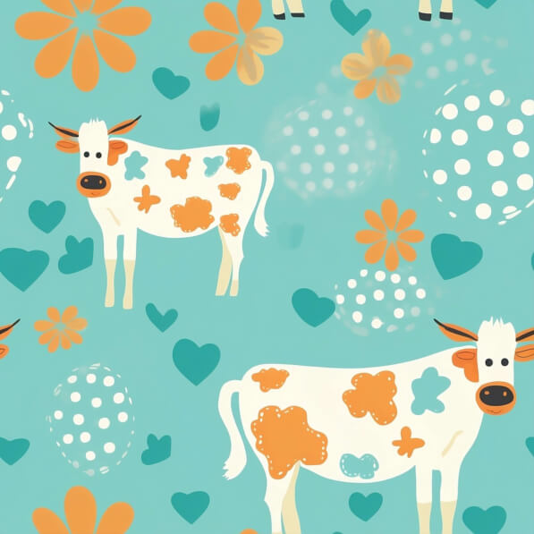 Download Colorful Cow and Flower Seamless Pattern Patterns Online ...