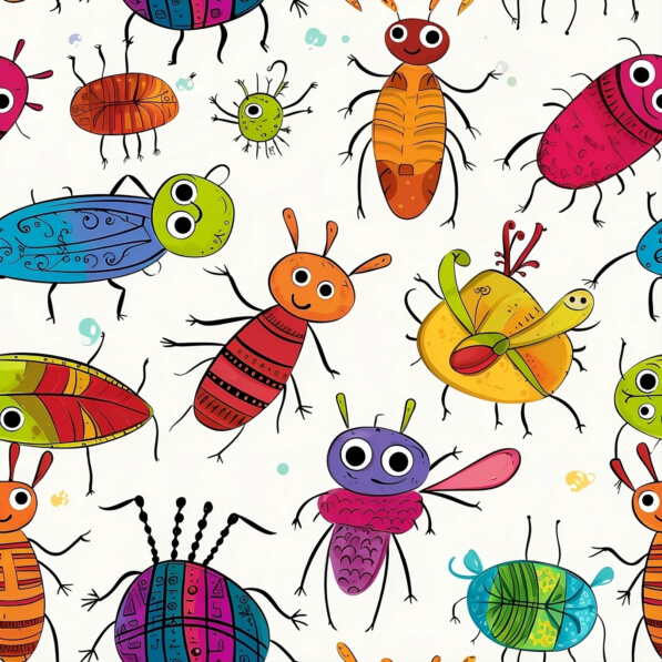 Download Colorful Cartoon Insects and Bugs Pattern Patterns Online ...