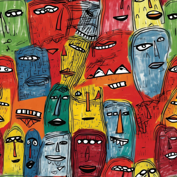 Download Colorful Drawing of Faces with Various Expressions Patterns ...