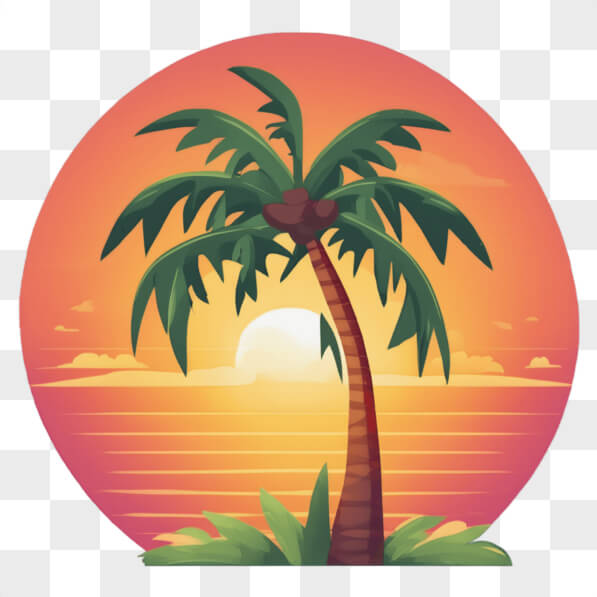 Download Tropical Palm Tree with Sunset Background Cartoons Online ...