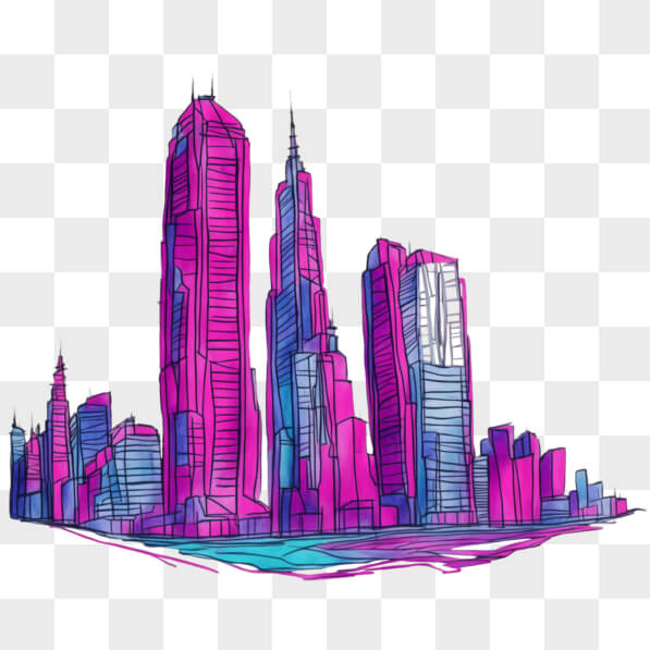 Download Vibrant Pink and Purple Cityscape Buildings PNG Online ...